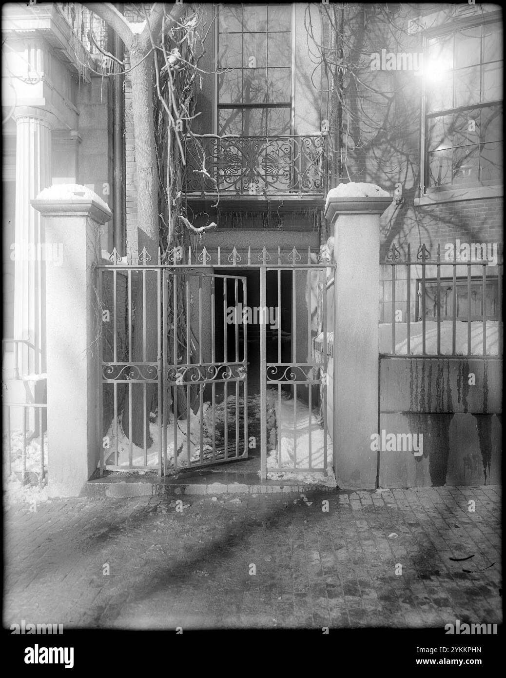 Boston, 40 Beacon Street, exterior detail, gate, wrought iron, Daniel P ...
