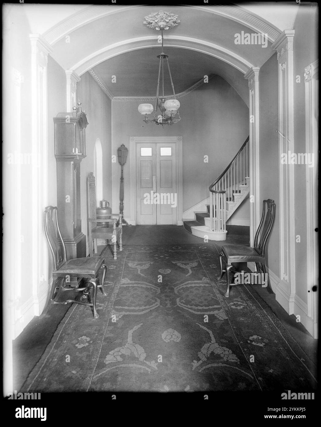 Boston, 40 Beacon Street, interior detail, hall, Daniel P. Parker house ...