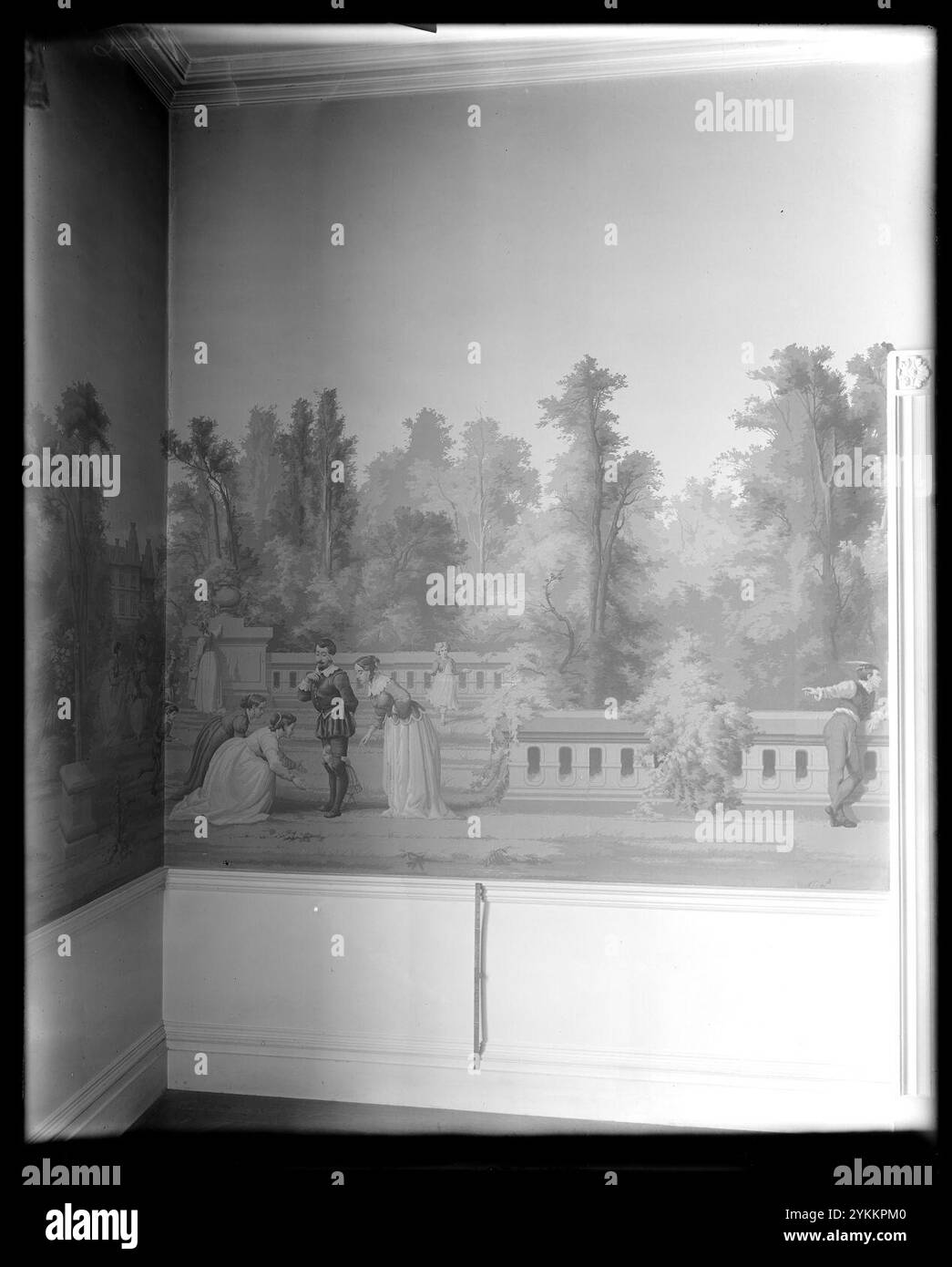 Boston, 40 Beacon Street, interior detail, wallpaper, by Frank Cousins ...