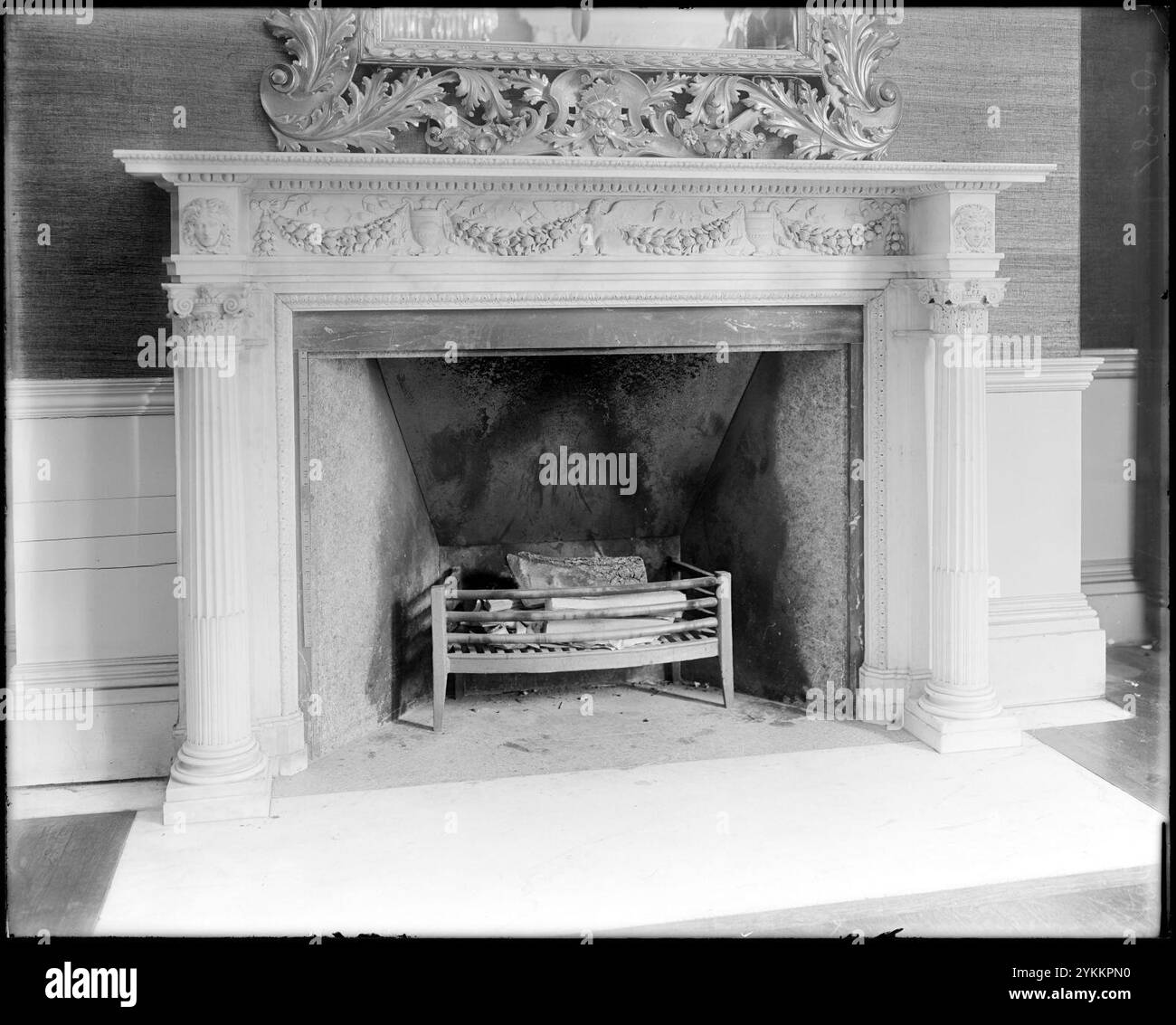 Boston, 40 Beacon Street, interior detail, parlor mantel, second floor ...