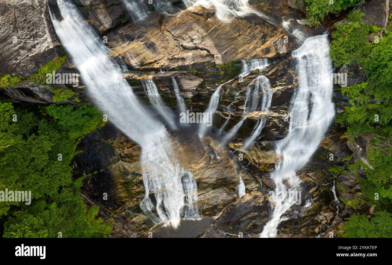 Aerial view of Whitewater Falls in Nantahala National Forest, North ...