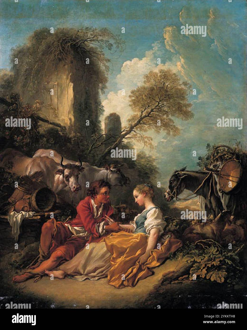 Boucher - A Pastoral Landscape with a Shepherd and Shepherdess seated ...