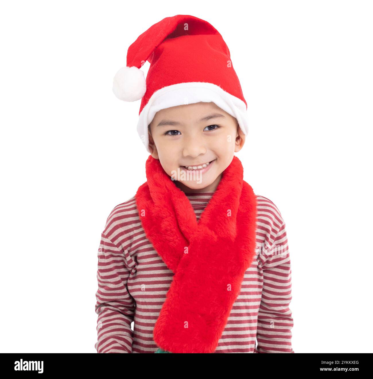 Happy asian Kid Dressed as Santa isolated on white Stock Photo - Alamy