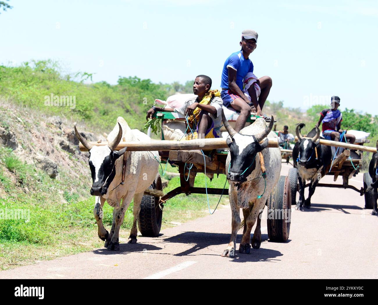 Driving along RN 34 road between Morondava and Antsirabe in Madagascar ...
