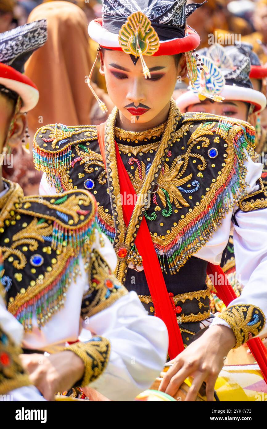 Indonesian dancer perform reog kendang dance. Reog kendang is one of ...