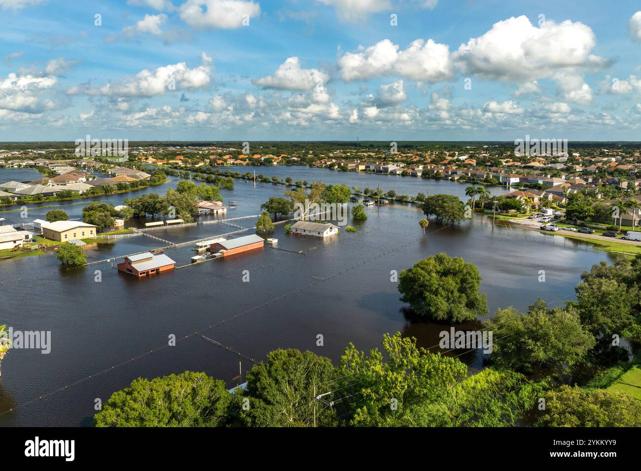 Hurricane Debby tropical rainstorm flooded farm homes in suburban area ...