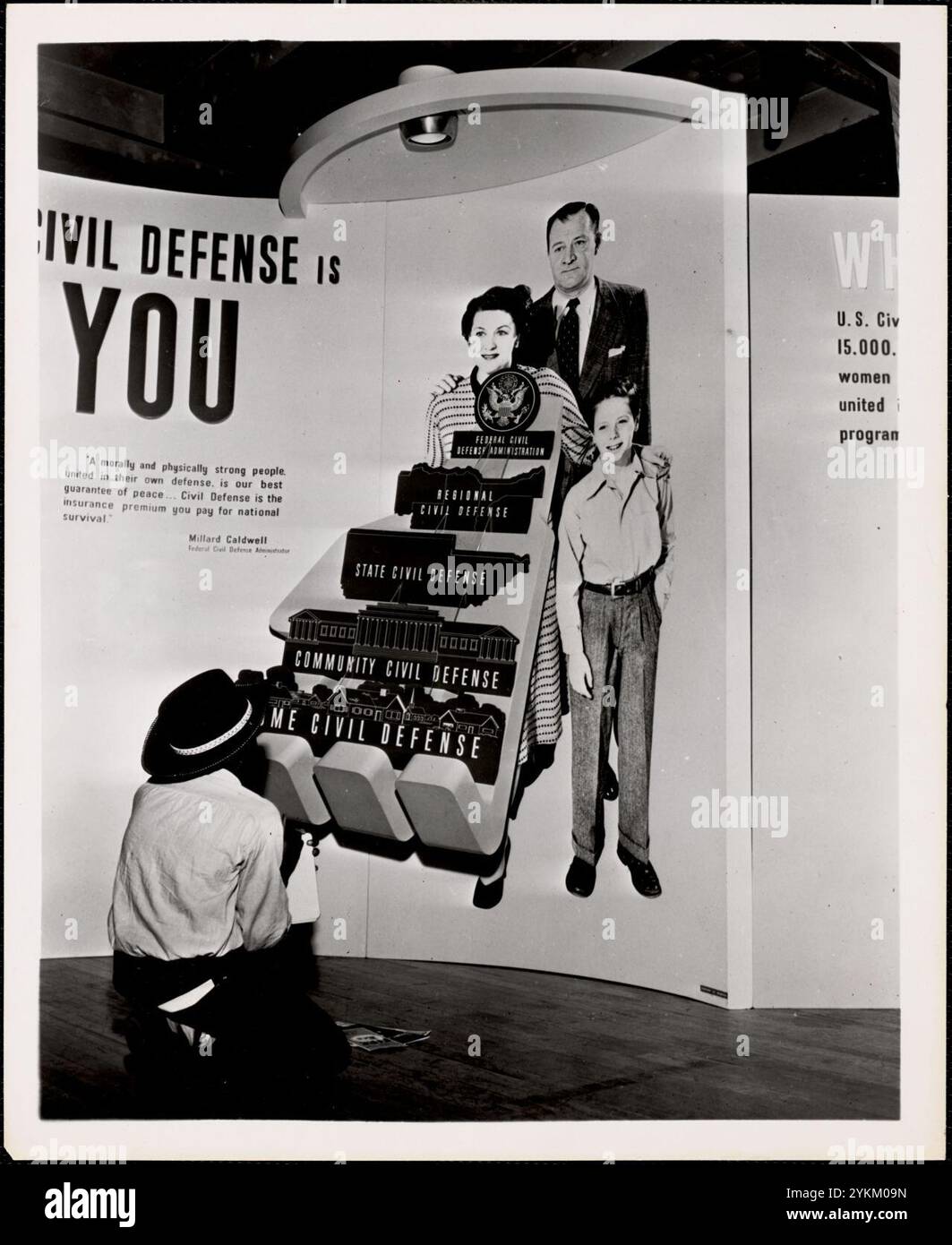 Boy at exhibit, Alert America Convoy, 1952, by the Office of Civil and ...