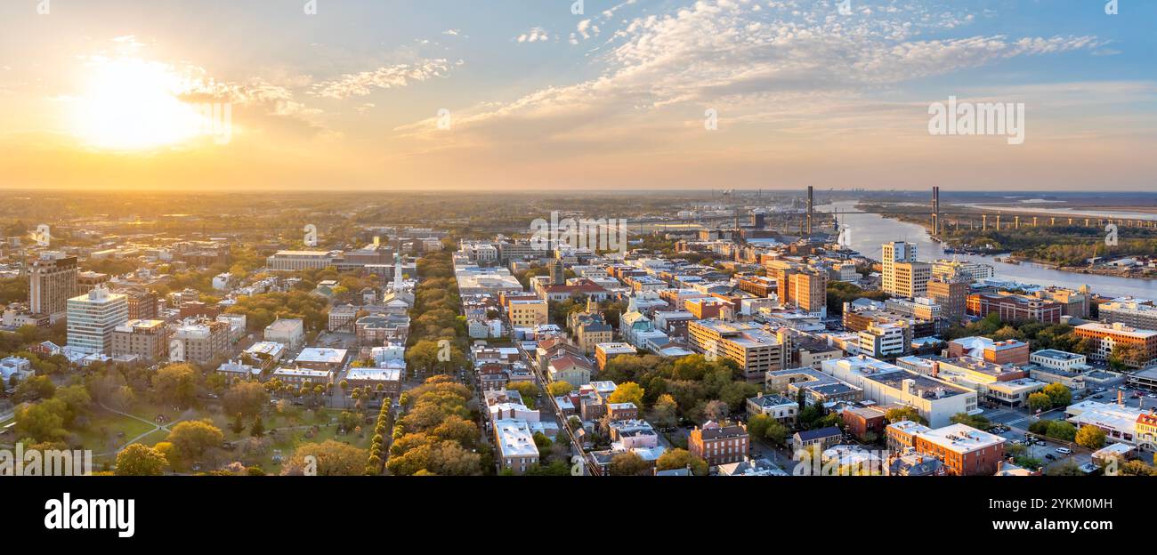 Old historic city architecture in Southern USA. View from above of ...