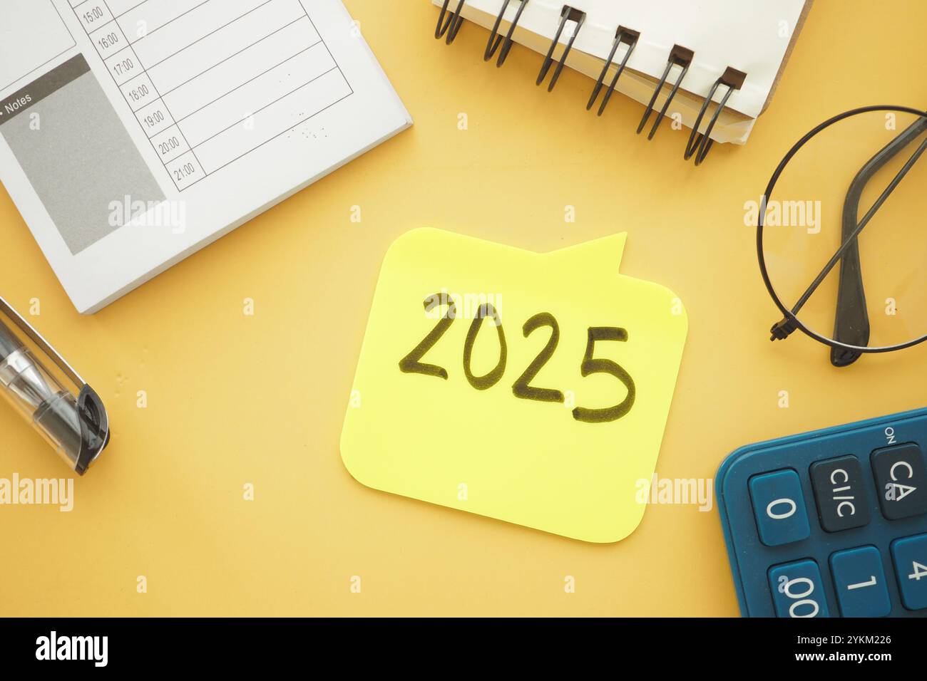 Colorful Desk Setup Highlighting Year 2025 Planning Stock Photo - Alamy