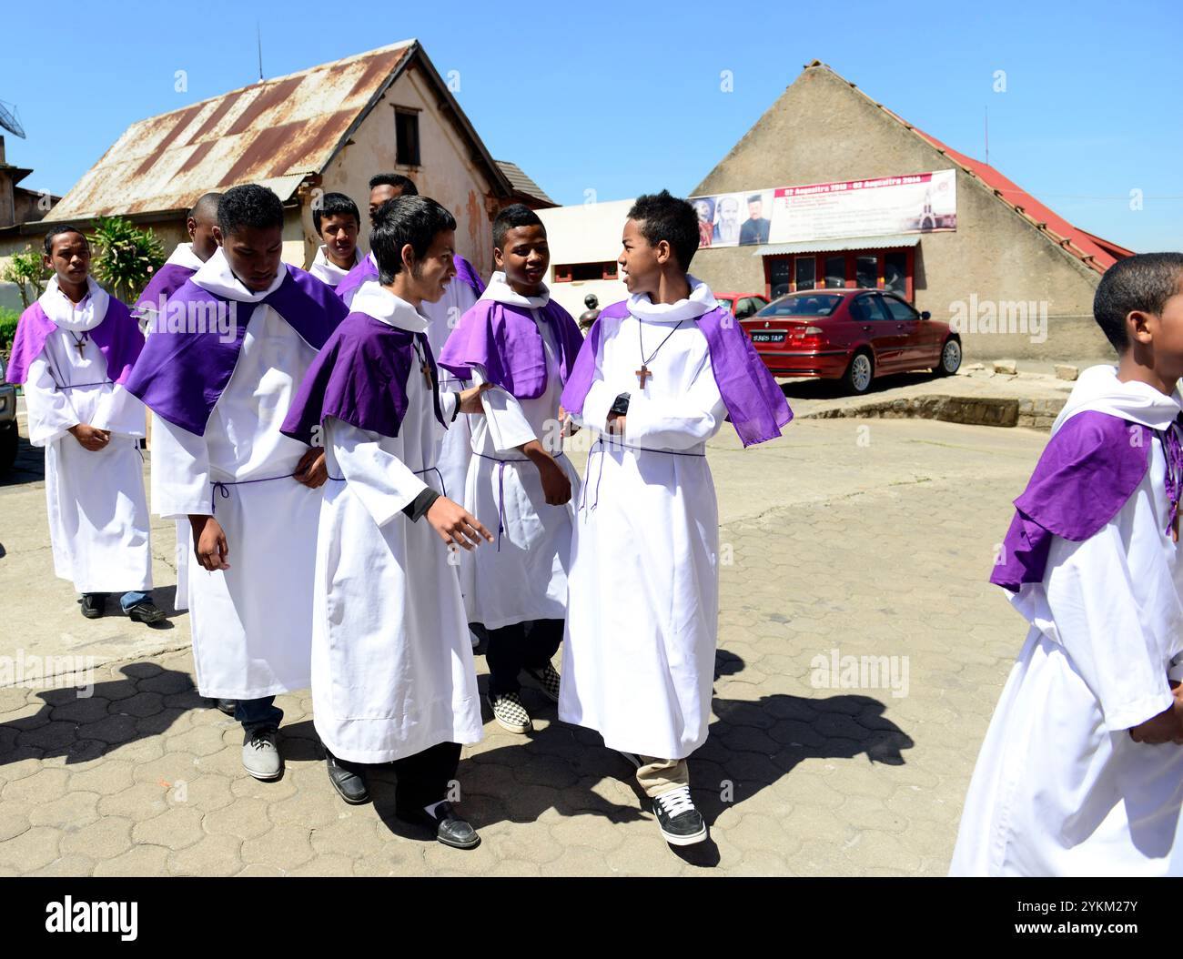 Young priests during a ceremony at the FJKM Avaratr'Andohalo church ...