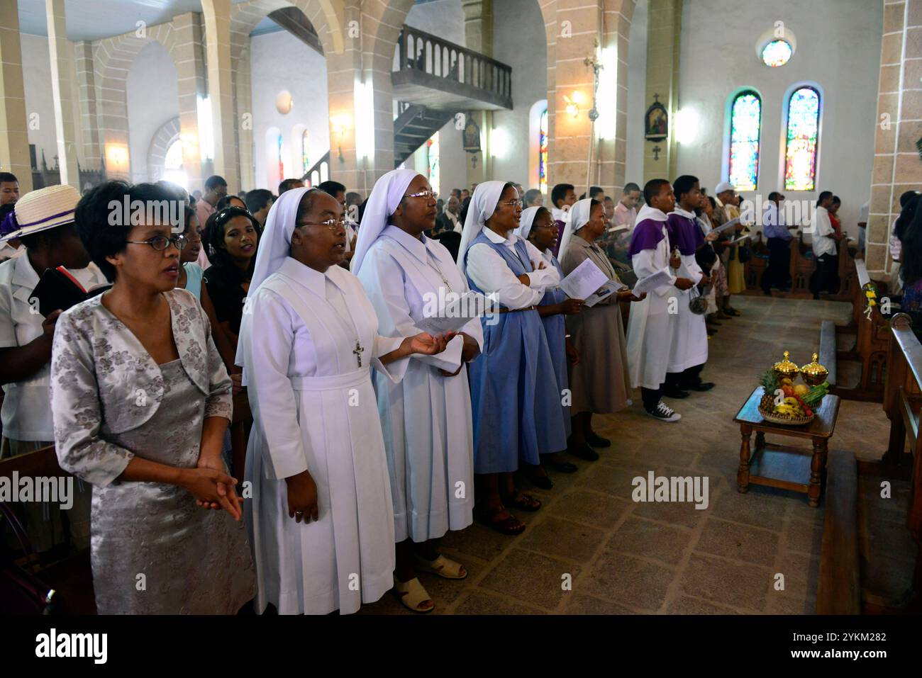 Prayers at the FJKM Avaratr'Andohalo church ( Jesuits ) in Antananarivo ...