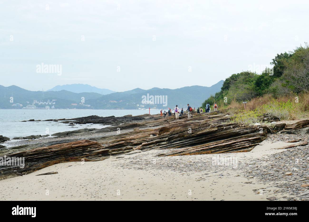 Sedimentary rocks on the coast of Tung Ping Chau island in Hong Kong ...