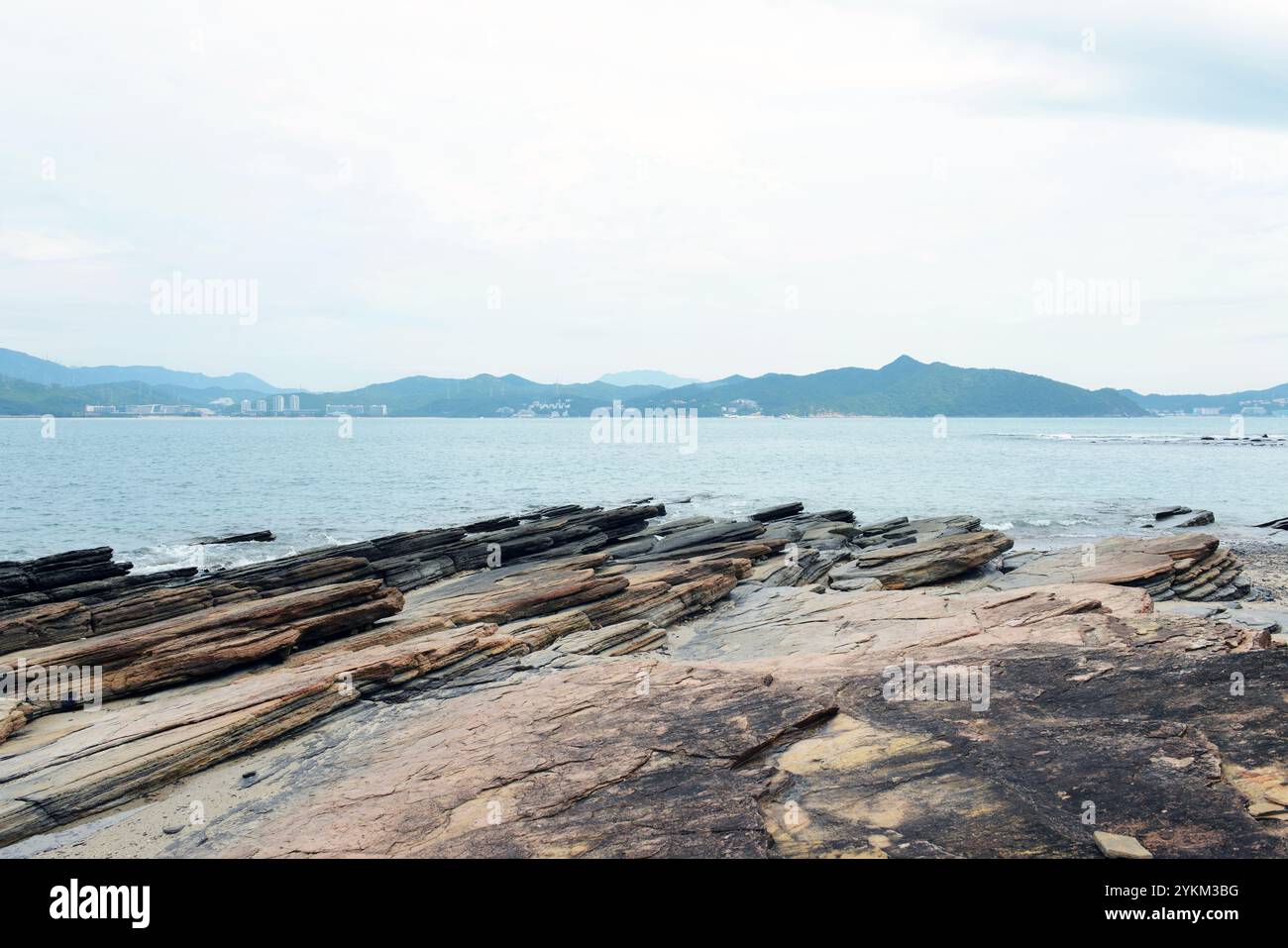 Sedimentary rocks on the coast of Tung Ping Chau island in Hong Kong ...