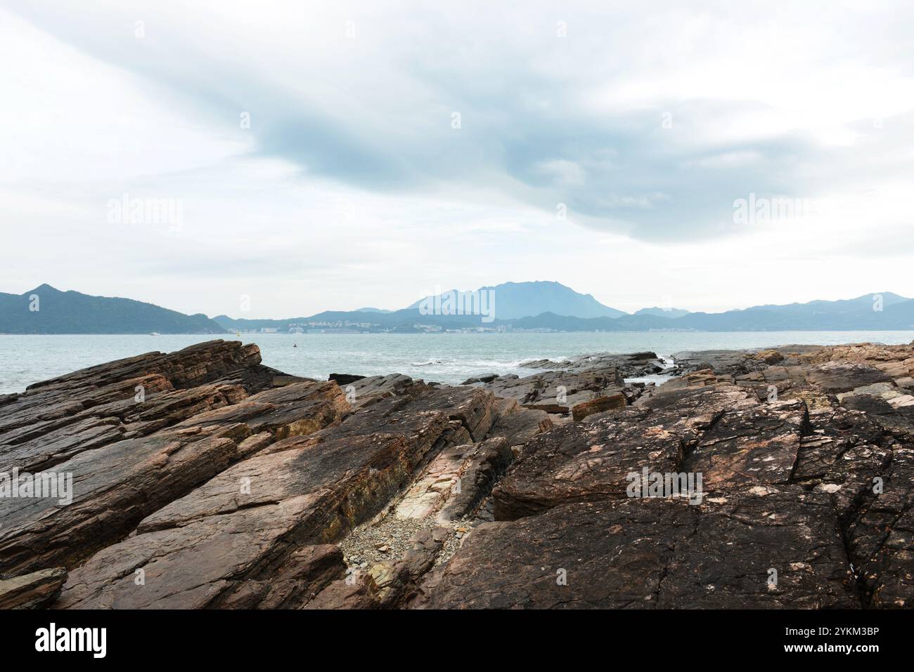 Sedimentary rocks on the coast of Tung Ping Chau island in Hong Kong ...