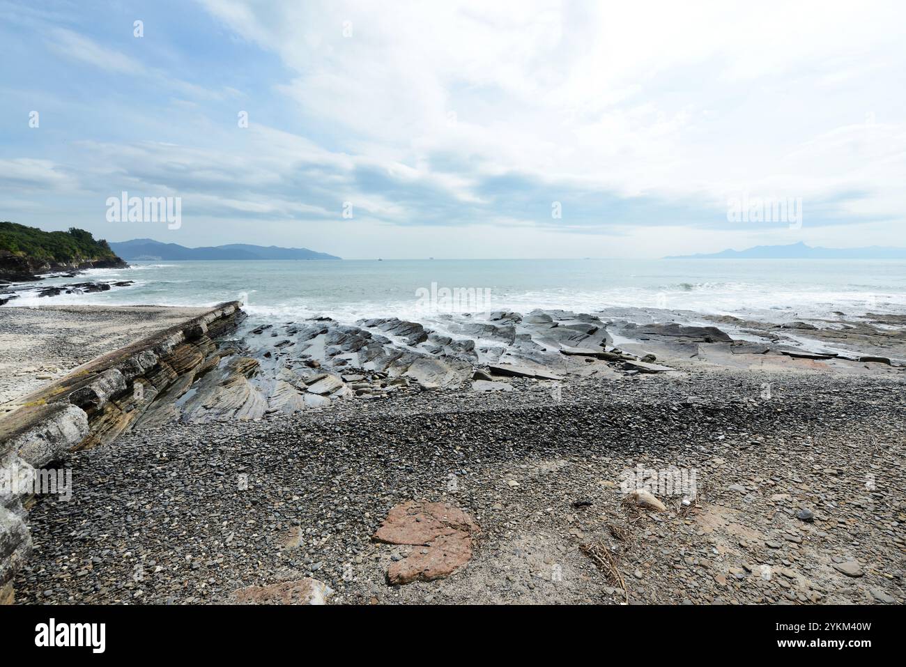 Beautiful rock formation on the beach in the western coast of Tung Ping ...