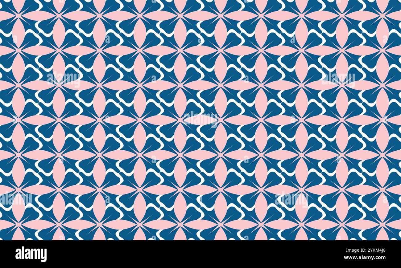 Pink and Blue Geometric Pattern, Repeating Floral Design, Abstract ...