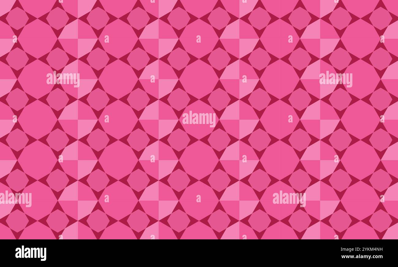 Geometric Pink Pattern with Interlocking Star and Diamond Shapes. Vibrant Seamless Design for ...