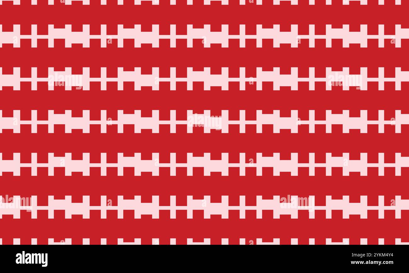 Simple pixel art pattern of white and red horizontal stripes on a flat ...