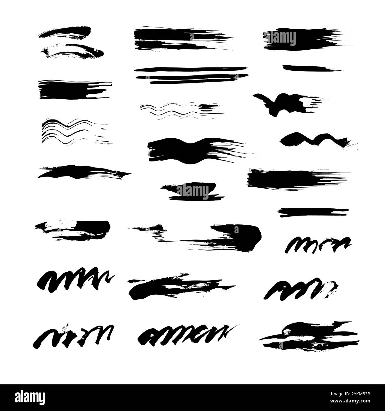 Set of textured grunge design elements. Hand-drawn spots and lines with ...