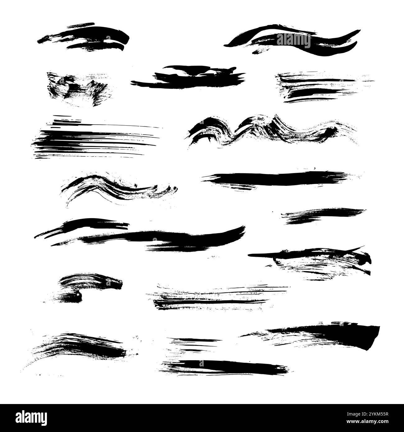 Set of textured grunge design elements. Hand-drawn spots and lines with ...