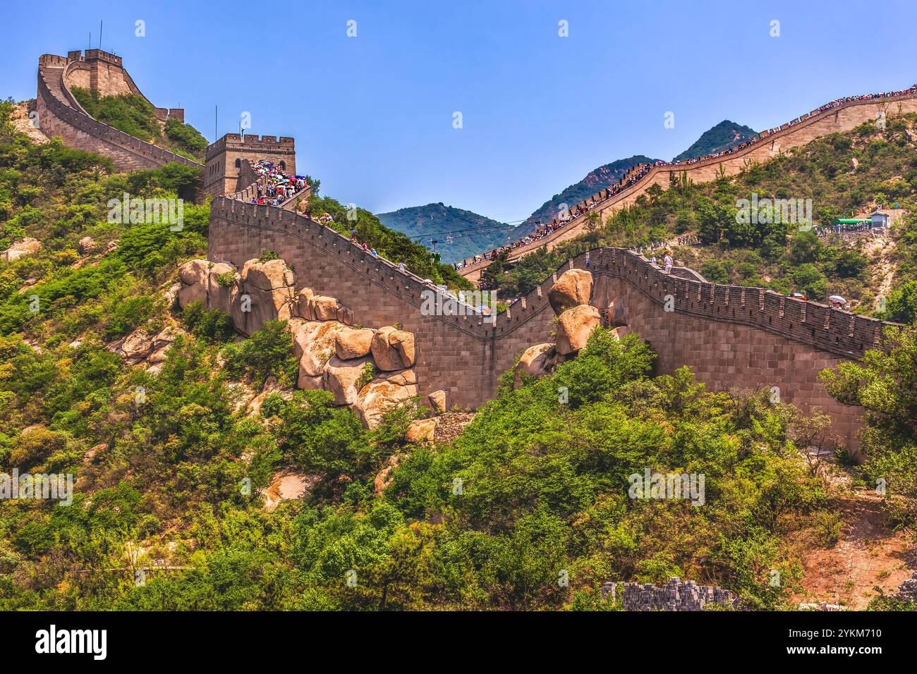 Climb to Top Overview Great Wall Outer Section Summer Badaling Beijing ...
