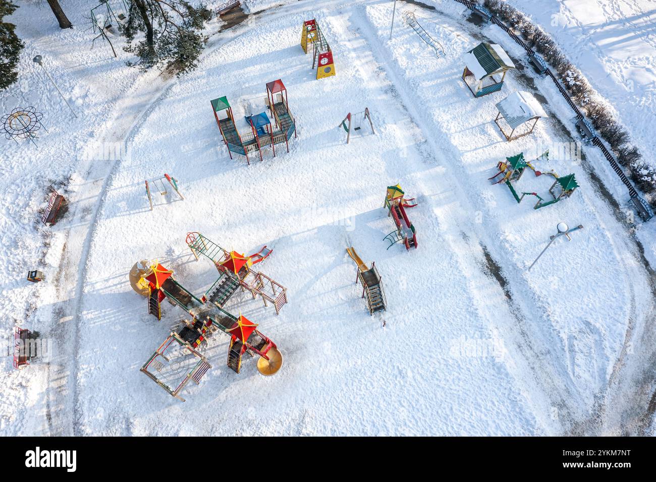 generic kids playground with various playground equipment. winter park ...