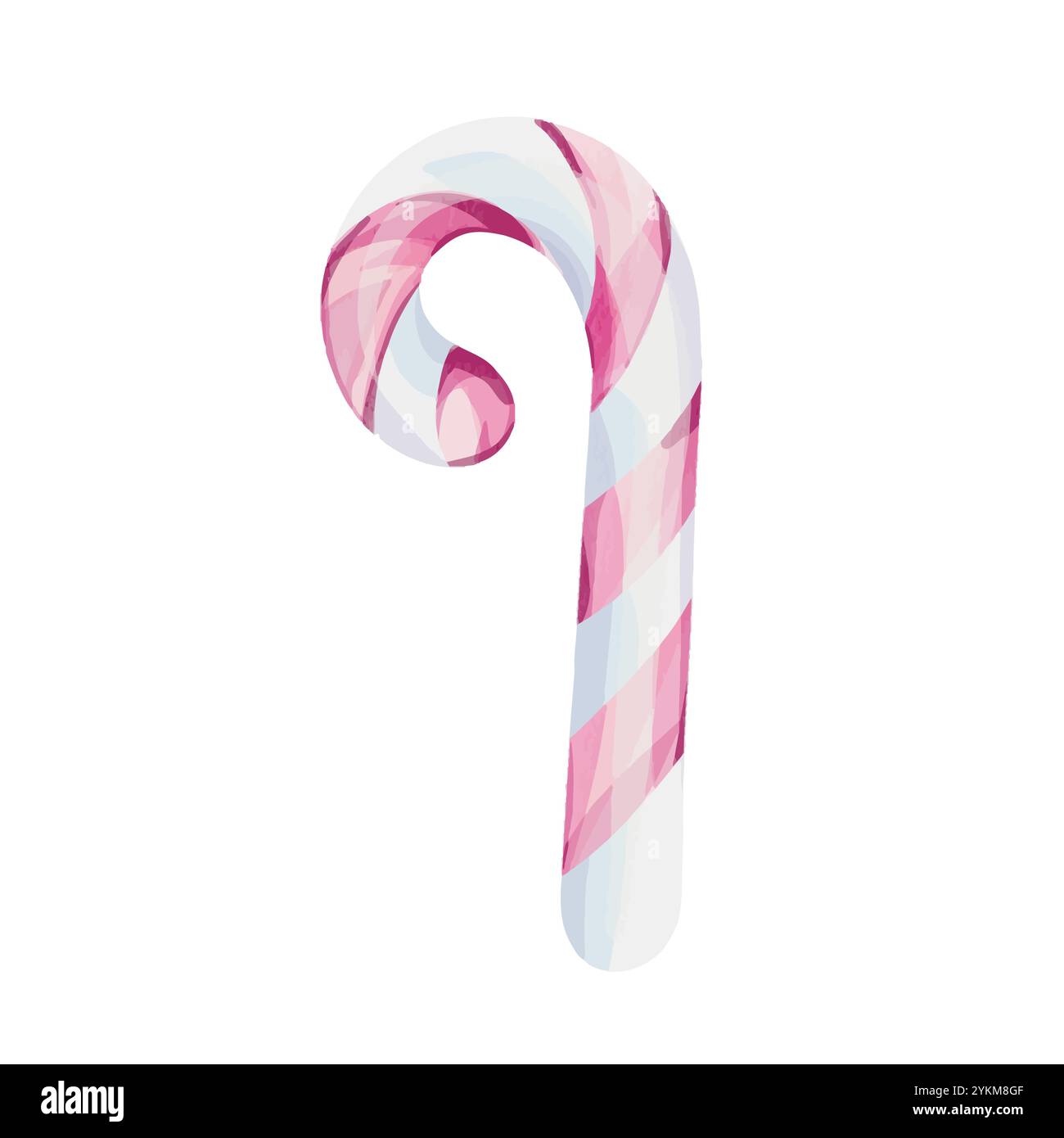 Watercolor candy cane, Christmas sweet peppermint cinnamon lollipop ...