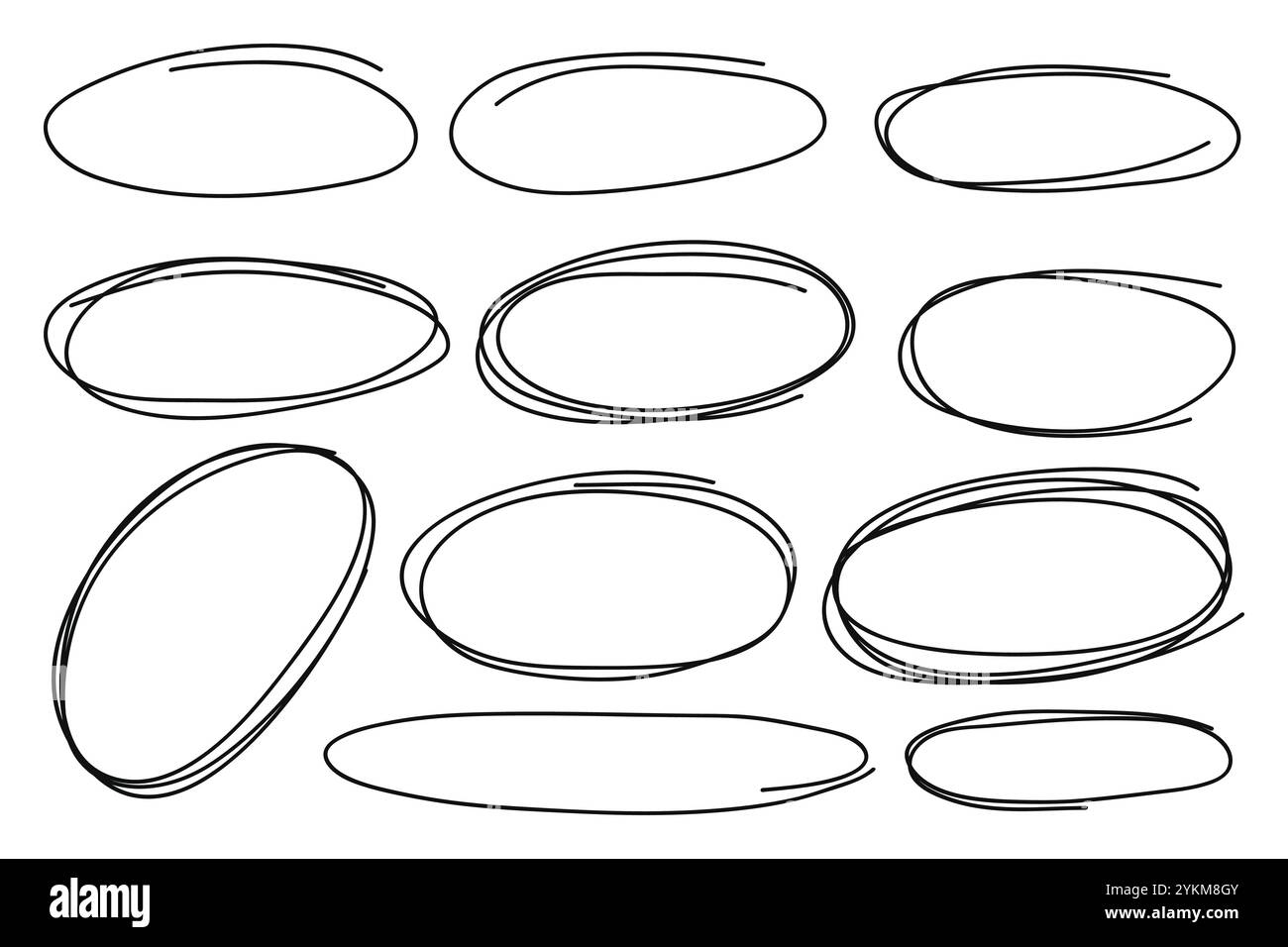 Hand drawn scribble doodle style collection of oval collection Stock ...