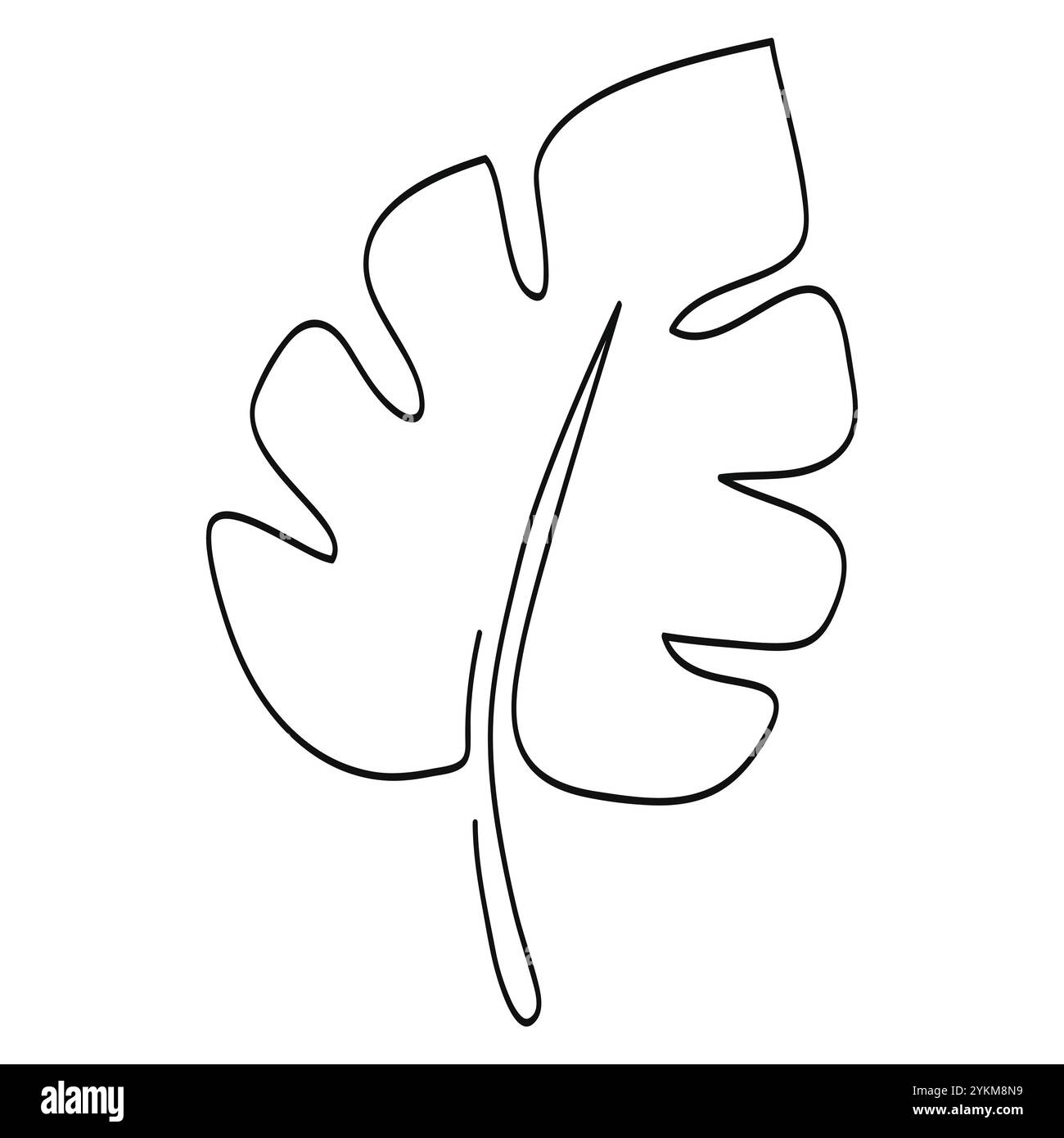 Hand-drawing one continuous line art of tropical monstera leaves ...