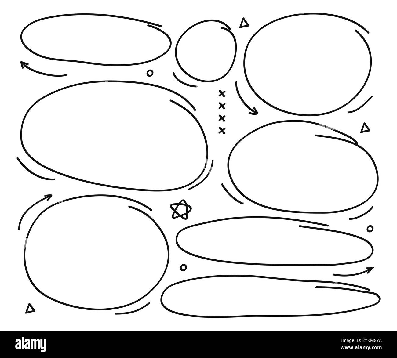 Hand drawn doodle style collection of arrows, circles collection.Vector ...