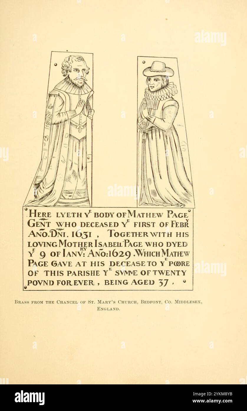 Brass from the Chancel of St. Mary's Church, Bedfont, Co. Middlesex ...