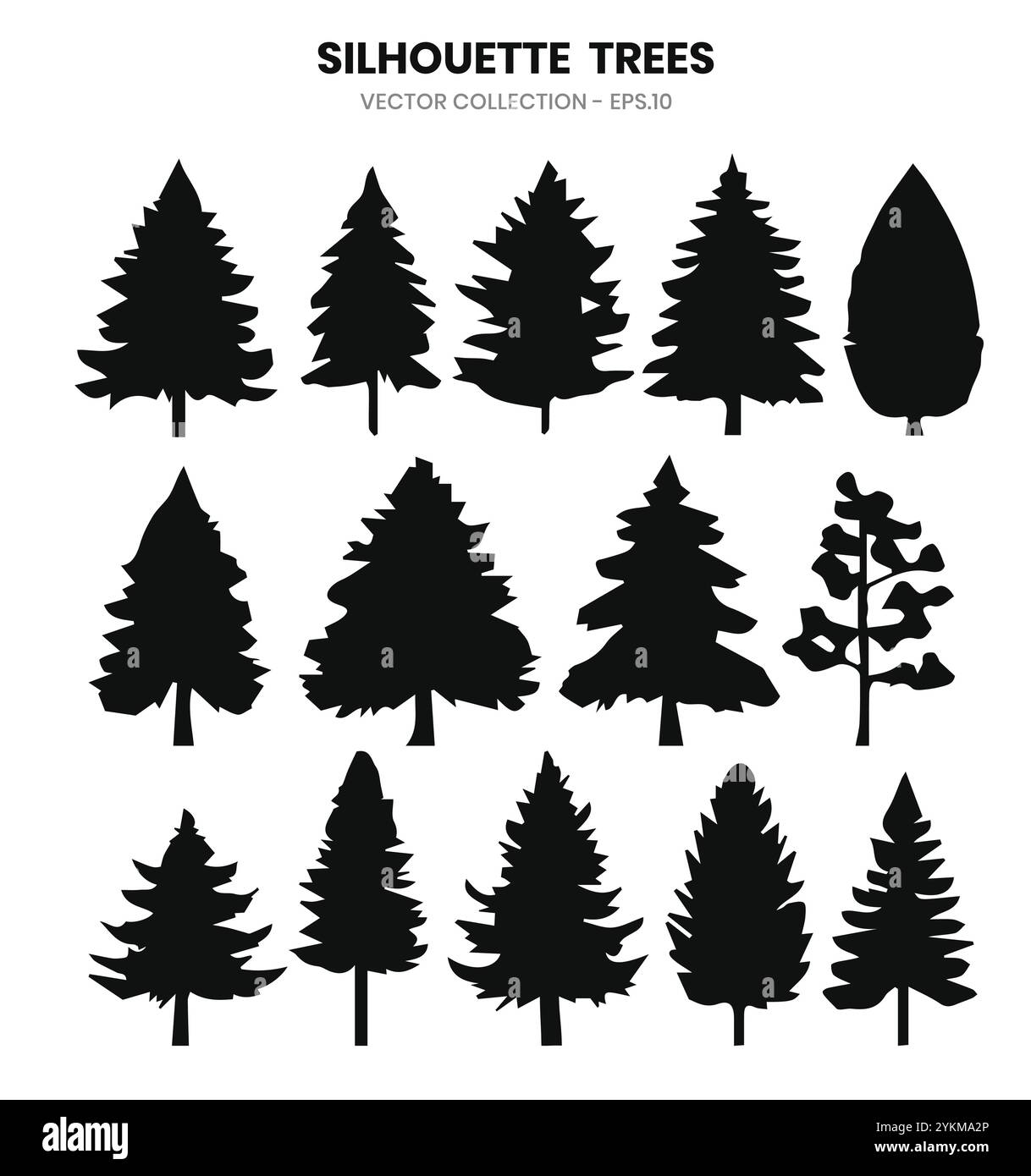 Silhouette pine trees collections. Vector illustration Stock Vector ...
