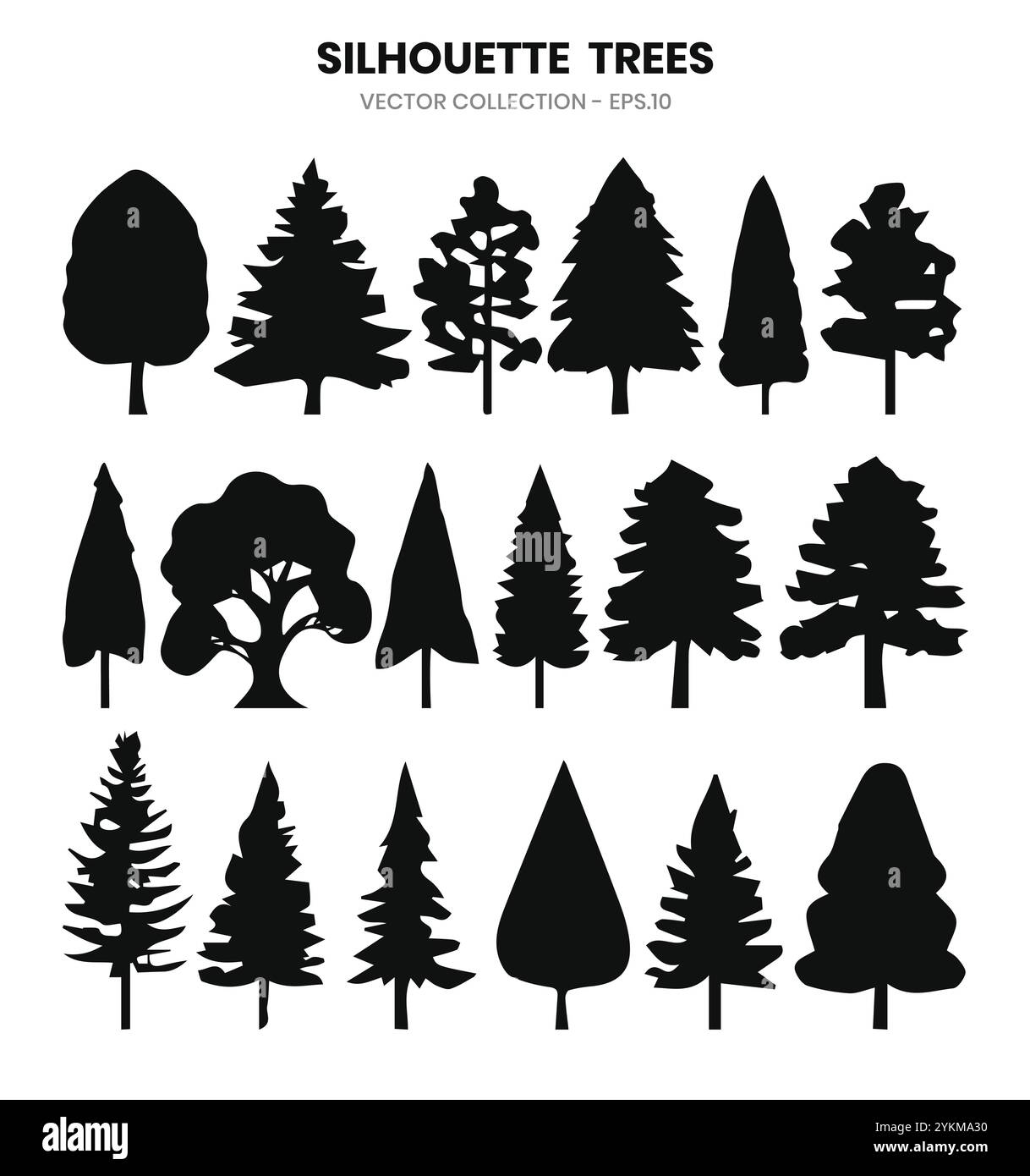 Silhouette pine trees collections. Vector illustration Stock Vector ...