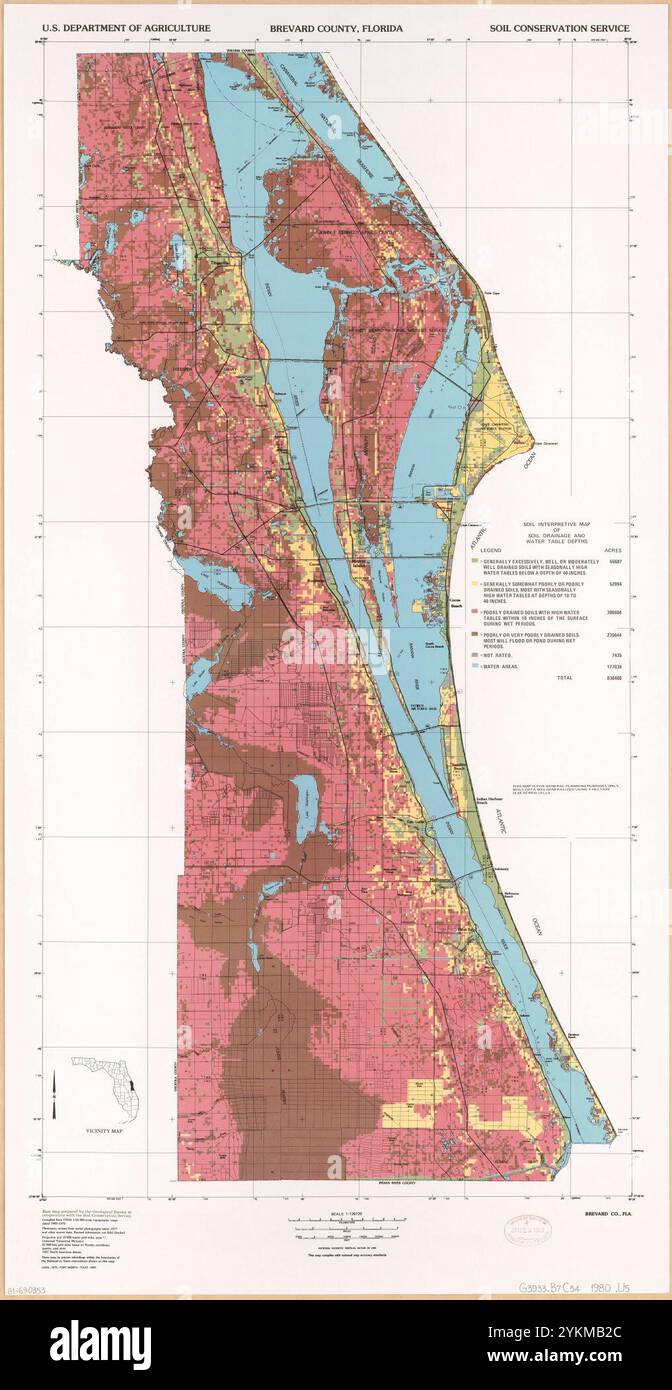 Brevard County, Florida - soil interpretive map of soil drainage and ...