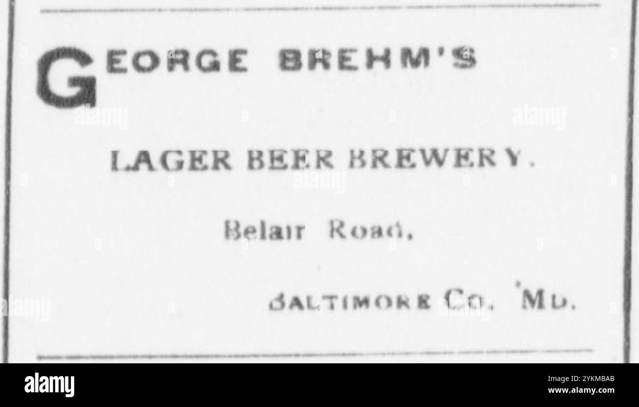Brewery advertisement in 1900, George Brehm's Lager Beer Brewery ...
