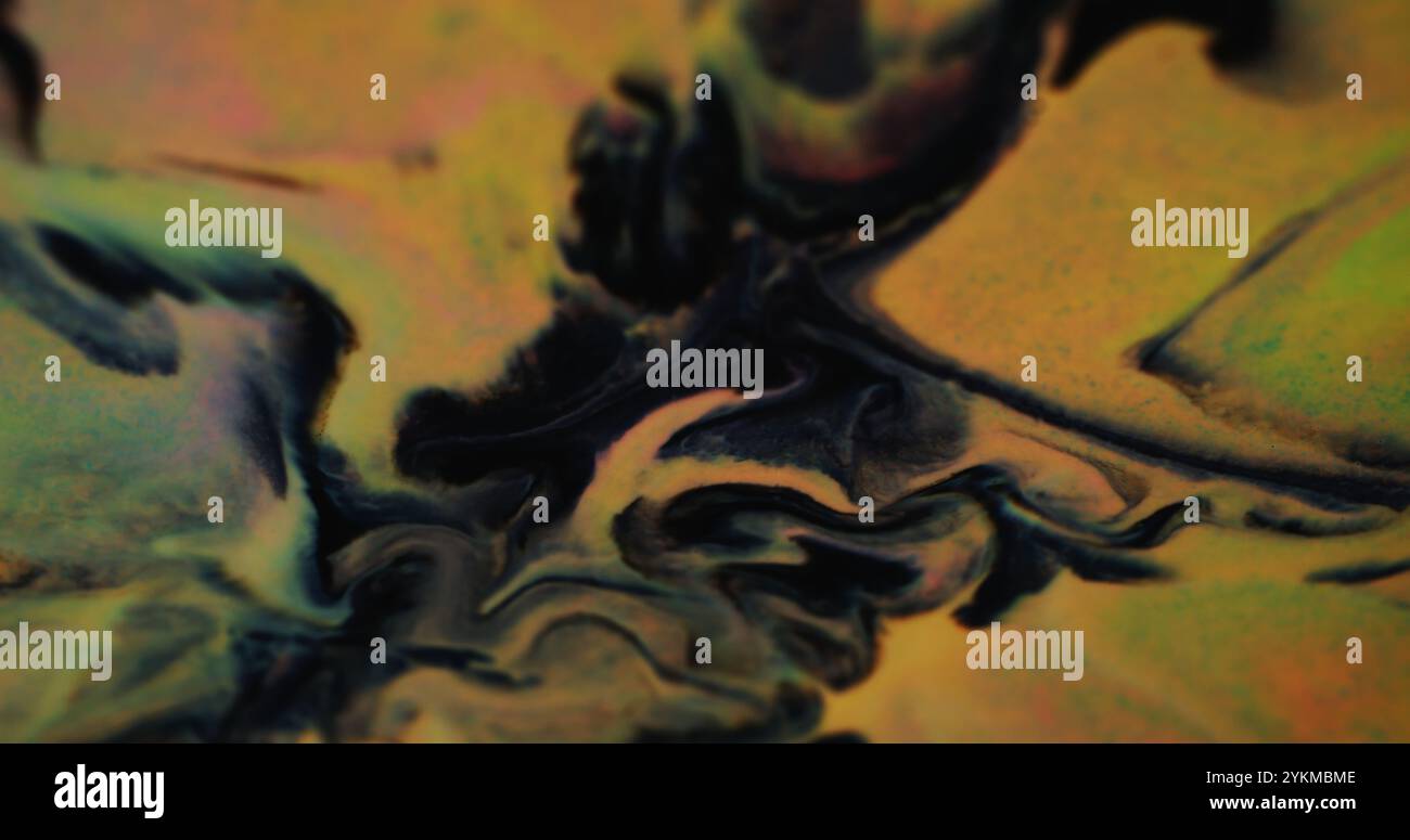 Stream expansion. Transition paint. Dark opaque liquid spread on light ...