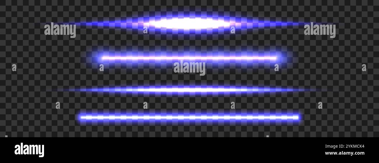 Glowing purple neon tube lamp set. Led light violet line beam ...