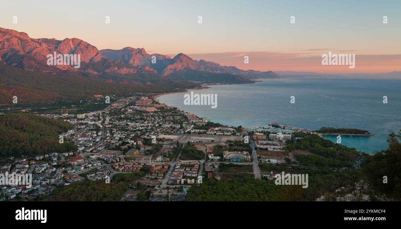 View of the city of Kemer from the top. Turkey's famous resort city on ...