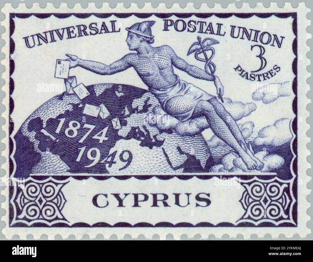 British Cyprus 1949 Mi 161 stamp (75th anniversary of the UPU. Hermes ...