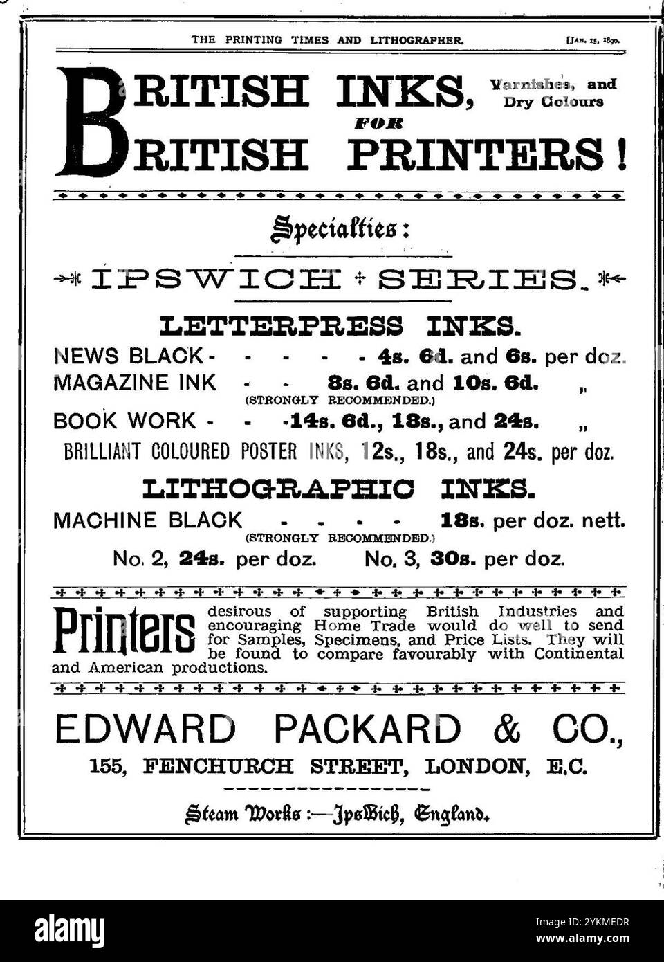 British Inks Edward Packard & Co. 1890 Stock Photo - Alamy