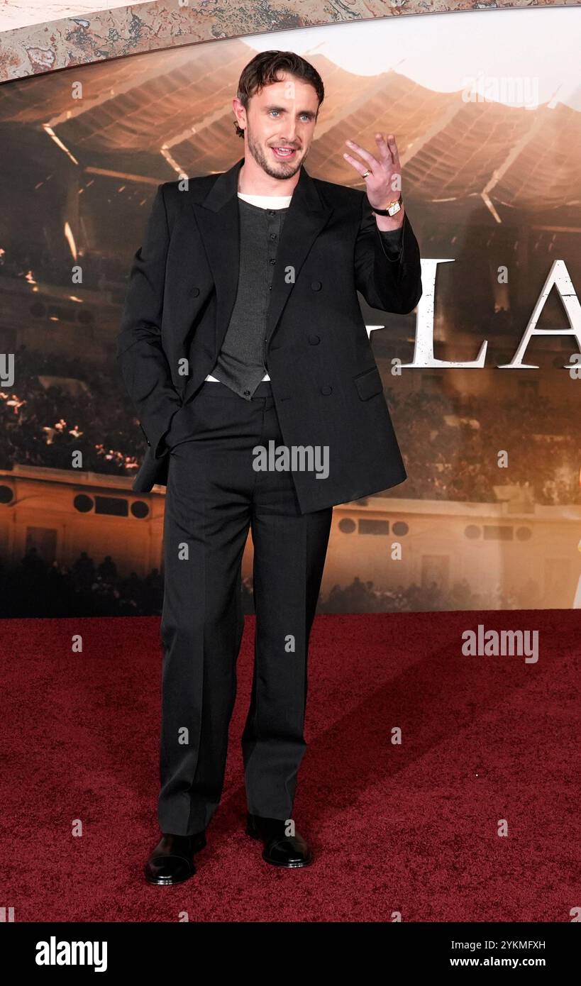 Paul Mescal, a cast member in "Gladiator II," poses at the premiere of ...