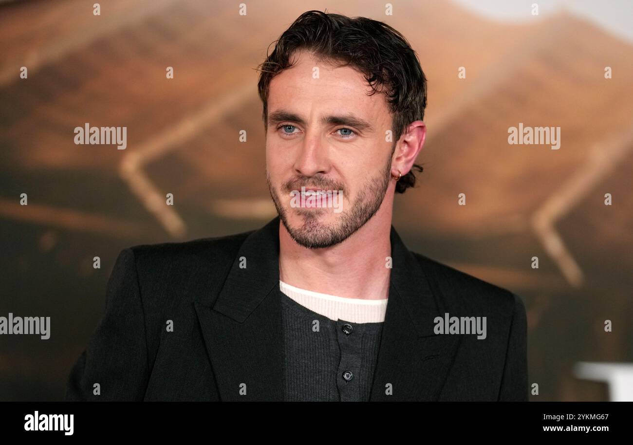 Paul Mescal, a cast member in "Gladiator II," poses at the premiere of ...