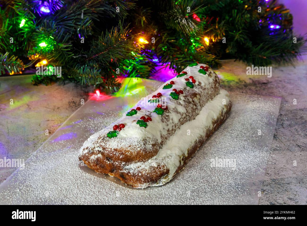 Christmas stollen made from marzipan in Germany is traditional cake ...