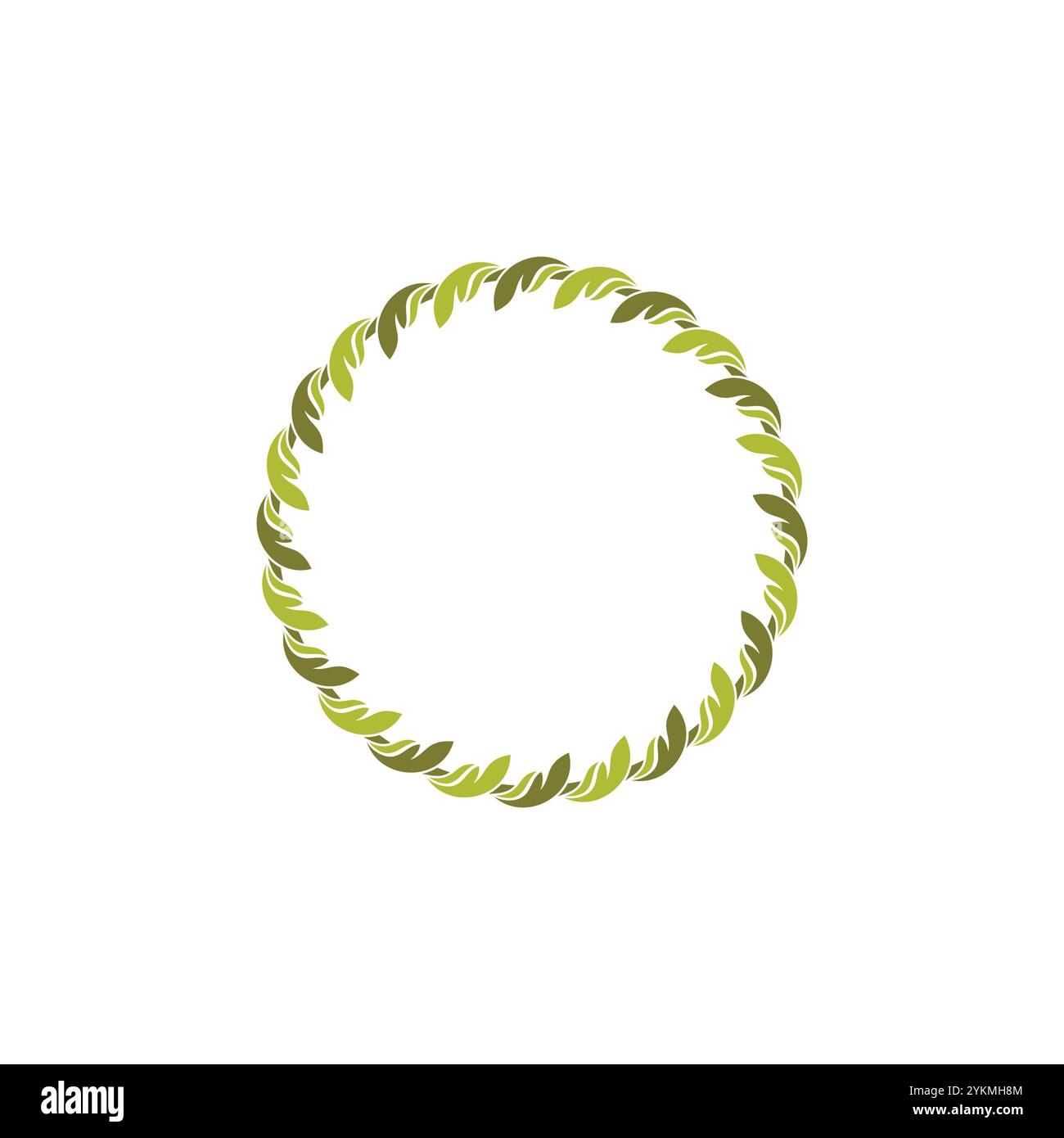 green rings with leaves vector. leaf circle logo. organic logo design ...