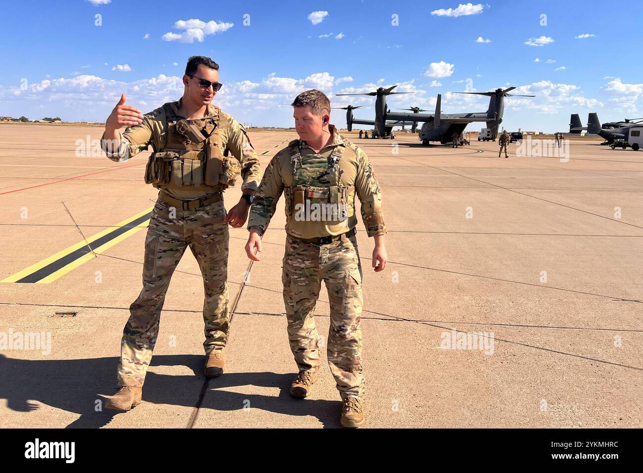 Osprey pilot Maj. Lucas Duncavage and squadron commander Lt. Col. Seth ...