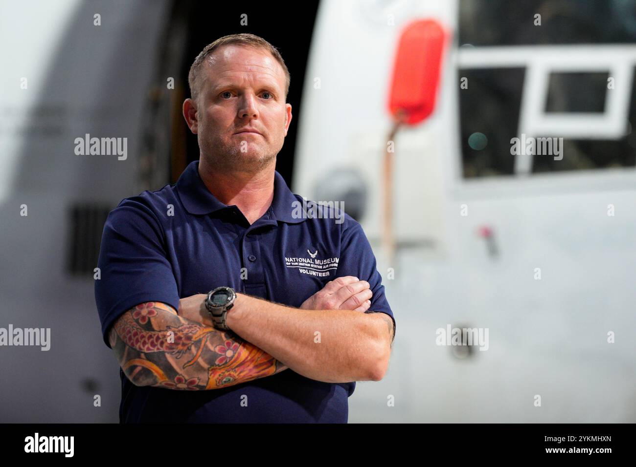 Former Air Force Osprey pilot Brian Luce poses for a portrait inside of ...