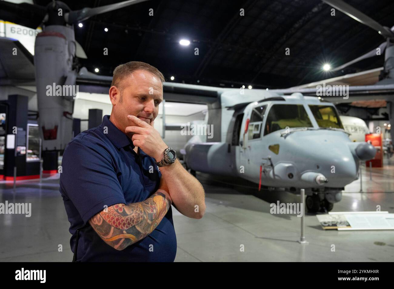 Former Air Force Osprey pilot Brian Luce poses for a portrait inside of ...