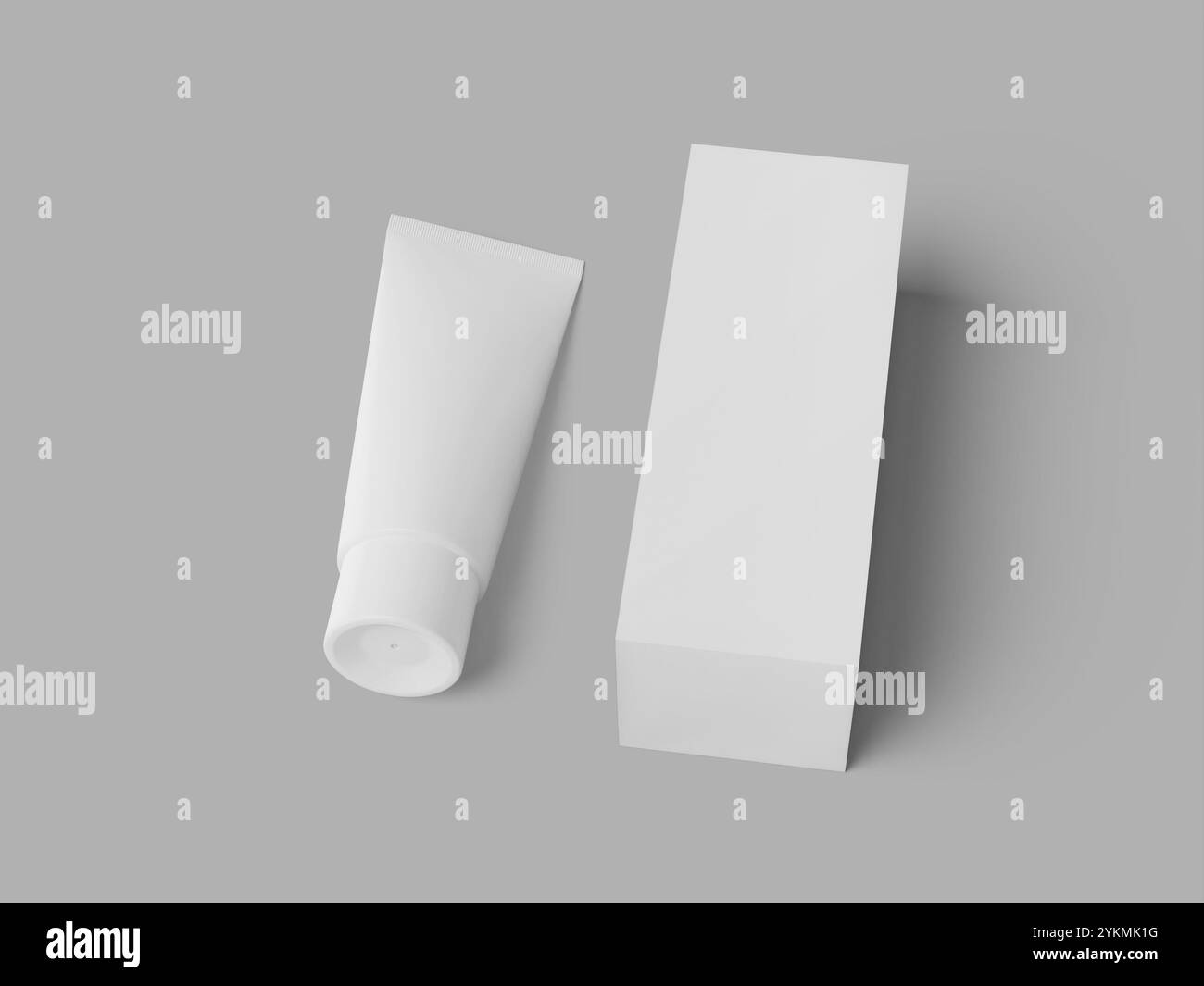 White Blank Skincare Tube Packaging with Box 3D Mockup Stock Photo - Alamy
