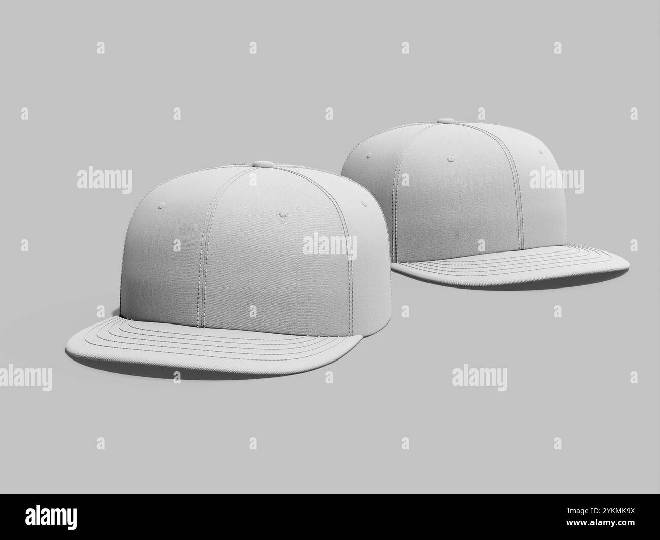 Realistic White Blank Snapback Cap Mockup 3D Isolated Stock Photo - Alamy