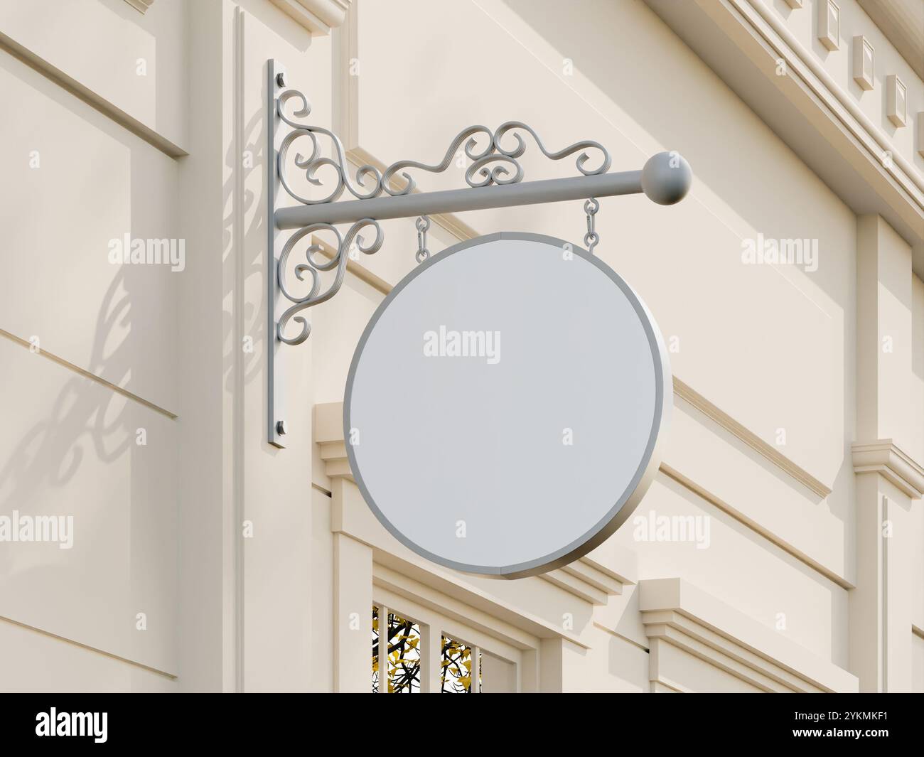 Front View Blank Sign Board 3D render Vintage Sign Store Front Stock ...